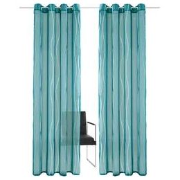 Gardine OTTO HOME "Dimona" Gr. 4, blau (petrol), B:140cm H:245cm, Voile, Polyester, Gardinen, Gardine, 2er-Set, transparent, Voile, Polyester
