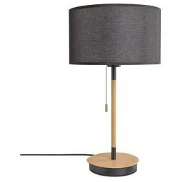 Paco Home Tischleuchte "EK CA UNI COLOR", schwarz (schwaz natur schwarz), &Oslash; 28cm H: 49cm, Leuchten, Nacht Mit Schalter Stofflampe Vintage Skandinavisch, Tischleuchte
