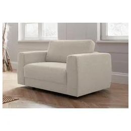 Sessel OTTO HOME "Hobro Loungesessel", beige, B:109cm H:60cm T:102cm, Luxus-Microfaser Lederoptik (100% Polyester);Struktur grob (100% Polyester);Samtoptik (100% Polyester), Sessel, Sessel, in 3 Bezugsqualit&auml;ten in vielen Farben, Design by Morten Georgsen