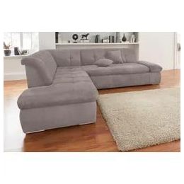 Ecksofa DOMO collection "NMoric incl. Zierkissen B/T/H: 273/216/80 cm L-Form", grau (taupe), B:273cm H:80cm T:216cm, Chenille (85% Polyester, 15% Acryl);Luxus-Microfaser (100% Polyester);Struktur ( 100% Polyester);Microfaser PRIMABELLE (100% Polyester), Sofas, Ecksofa, Ottomanen-Abschluss, wahlweise mit Bettfunktion und Armlehnverstellung