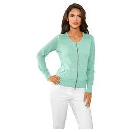 Cardigan Heine, Damen, Gr. 50, gr&uuml;n (mint), 90% Baumwolle, 10% Seide, unifarben, Strickjacken