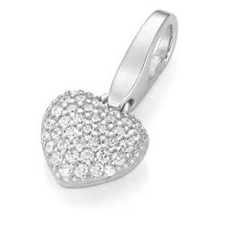 Charm Herz "Herz mit Zirkonia, Silber 925", wei&szlig;, Giorgio Martello MILANO, Charms, Damen, Silber 925 (Sterlingsilber)