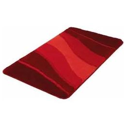 Badematte Kleine Wolke "Ocean" Gr. 4, rot (granat), H:23mm, Kunstfaser, Badematten, Badematte, Badteppich, Wellen Design, mit Farbverlauf, Hoch-Tief Effekt, waschbar