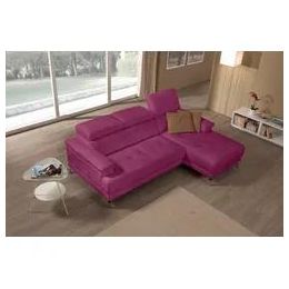 Ecksofa Egoitaliano "Soul, Design und Sitzkomfort auf hohem Niveau, tolle Details, L-Form", pink (fuchsia), B:250cm H:99cm T:166cm, Sofas, Ecksofa, mit Recamiere, inkl. Kopfteilverstellung