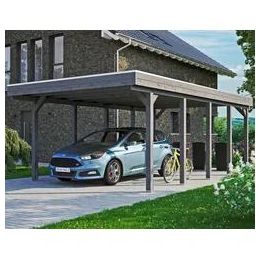 Skan Holz Einzelcarport SKANHOLZ "Friesland", grau (dunkelgrau), B/H/T: 221cm x, Carports