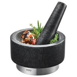 M&ouml;rser Gefu "X-PLOSION", silber (silberfarben, schwarz), H:8cm &Oslash;:14cm, Edelstahl, Granit, M&ouml;rser, M&ouml;rser, Granit, Edelstahl, &Oslash; 14 cm