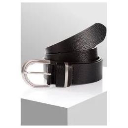 Lederg&uuml;rtel Tom Tailor "TTSANDRA", Damen, Gr. 95, schwarz, B&uuml;ffelleder, unifarben, G&uuml;rtel Lederg&uuml;rtel, 3,5 cm breiter Dameng&uuml;rtel, genarbte Oberfl&auml;che, Schlie&szlig;e silberfarben