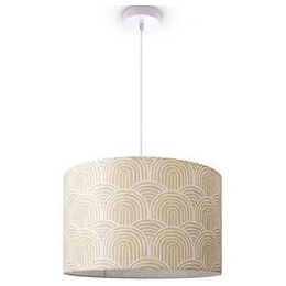 Paco Home Pendelleuchte "Hugo Pillar", wei&szlig;, &Oslash; 45,5cm H: 27cm, Leuchten, H&auml;ngeleuchte Wohnzimmerlampe Mit Schirm Modern Abstrakt Vintage, Pendelleuchte