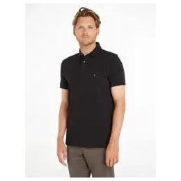 Poloshirt Tommy Hilfiger "1985 REGULAR POLO", Herren, Gr. L (52), schwarz, Piqu&eacute;, Obermaterial: 97% Baumwolle, 3% Elasthan, unifarben, Basic, normal h&uuml;ftbedeckend, Shirts, aus hochwertiger Baumwoll-Piqu&eacute;-Qualit&auml;t