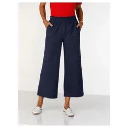 Culotte Casual Looks, Damen, Gr. 54, Normalgr&ouml;&szlig;en, blau (marine), 55% Leinen, 45% Baumwolle, unifarben, 7/8-L&auml;nge, Hosen Culotte