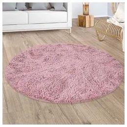 Hochflor-Teppich Paco Home "Silky 591", rosa, H:37mm &Oslash;:200cm, Polyester, Teppiche, Uni Farben, besonders weich und kuschelig
