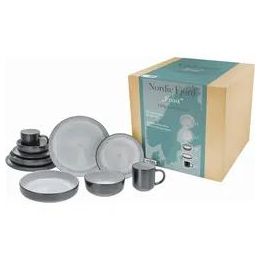 Kombiservice Creatable "Nordic Fjord", grau, 10 Stk., Steinzeug, Geschirr-Sets, Kombiservice, je 2 Speiseteller, Suppenteller, Dessertteller, Schalen, Kaffeebecher