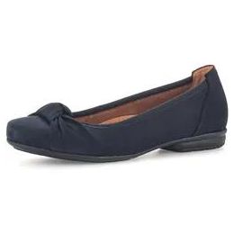 Ballerina Gabor "FLORENZ", Damen, Gr. 39, blau (nachtblau, dunkelblau), Nubukleder, unifarben, Schuhe Ballerina, Business Schuhe, Slipper mit modischem Knoten, Weite G, Topseller