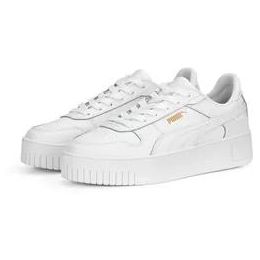 Sneaker Puma "CARINA STREET", Damen, Gr. 37, Puma wei&szlig;, Puma wei&szlig;, Puma gold, Leder, unifarben, Schuhe Sneaker, mit leicht erh&ouml;htem Plateau, Innenmaterial aus Textil, Topseller