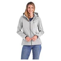 Softshelljacke Killtec "Damen Softshelljacke", Damen, Gr. 46, grau (hellgrau), Oberseite: 100% Polyester;R&uuml;ckseite: 100% Polyester, Jacken Softshelljacke, Wasserabweisende, winddichte Softshelljacke mit abnehmbarer Kapuze
