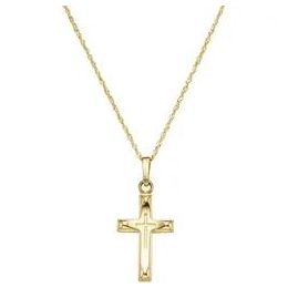 Goldkette Luigi Merano "mit Kreuz-Anh&auml;nger, Gelbgold 585", gold, Halsketten, Damen, 45cm, Gelbgold 585, Goldkette