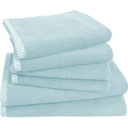Handtuch Set Dyckhoff "Pure Natural Uni", blau, 6, Frottier, Frottier, Obermaterial: 100% Baumwolle, Handtuch-Sets, BIO Baumwolle, GOTS