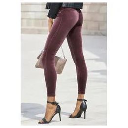 Leggings Lascana, Damen, Gr. 32/34, N-Gr, rot (weinrot), Samt, Obermaterial: 92% Polyester, 8% Elasthan, Hosen Leggings, in weicher, elastischer Samtoptik