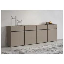 Sideboard OTTO HOME "Cross,Breite 225 cm, moderne grifflose Kommode,4 T&uuml;ren/4 Schubk&auml;sten", braun (congo, congo), B:225cm H:78,3cm T:40cm, FSC-zertifizierter Holzwerkstoff, Melamin, Sideboards, Sideboard, Schubladenschrank mit viel Stauraum, Einlegeb&ouml;den verstellbar, Topseller