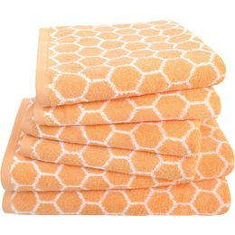 Handtuch Set Dyckhoff "Pure Natural Honey", orange, 6, Frottier, Frottier, Obermaterial: 100% Baumwolle, Handtuch-Sets, BIO Baumwolle, GOTS