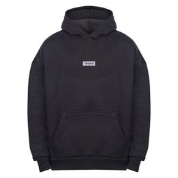 Kapuzensweatshirt DROPSIZE "Dropsize HEAVY OVERSIZE MIDDLE RUBBER PATCH HOODIE", Herren, Gr. L, schwarz, 70% Baumwolle, 30% Polyester, Sweatshirts