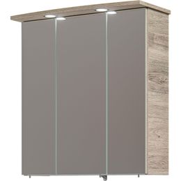 Spiegelschrank SAPHIR "mit 2 LED-Strahler und 6 Einlegeb&ouml;den", sanremo eiche terra quer nachbildung, B:65cm H:72cm T:20cm, Holzwerkstoff, Schr&auml;nke, Spiegelschrank