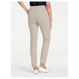 R&ouml;hrenhose Heine, Damen, Gr. 38, Normalgr&ouml;&szlig;en, wei&szlig; (camel, wei&szlig;), 71% Baumwolle, 26% Polyester, 3% Elasthan, gemustert, mehrfarbig, 7/8-L&auml;nge, Hosen