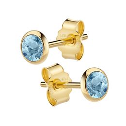 Paar Ohrstecker Vivance "585/- Gelbgold Blautopas", gelb (gelb, hellblau), Ohrringe, Damen, one-size, Gold