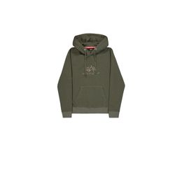 Kapuzensweatshirt Alpha Industries "Basic Hoodie BL Mirror Leo W", Damen, Gr. M, schwarz olive, Obermaterial: 80% Baumwolle, 20% Polyester, regular fit, Sweatshirts