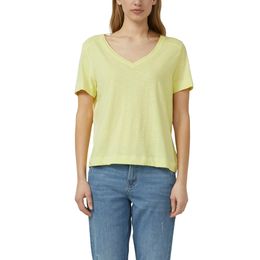 T-Shirt s.Oliver, Damen, Gr. 36, electric lime, Jersey, Obermaterial: 100% Baumwolle, relaxed fit normal, V-Ausschnitt, Shirts T-Shirt, V-Ausschnitt mit Rippblende