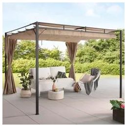 Pavillon Konifera "Pergola Milos", beige (anthrazit, sandbeige), B/H/T: 300cm x 220cm x 300cm, Pavillons, BxT: 300x300 cm