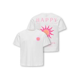 T-Shirt KIDS Only "KOGVERA S/S TOP CS ZA JRS", M&auml;dchen, Gr. 110/116, cloud dancer print:sol, begonia pink, Jersey, Obermaterial: 100% Baumwolle, bedruckt, unifarben, Basic normal, Rundhals, Shirts T-Shirt