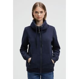 Sweatjacke SOCCX, Damen, Gr. XL, blau, Material: 50% Baumwolle, 50% Polyester, unifarben, regular fit normal, hoch geschlossener Ausschnitt, eingesetzt Rippb&uuml;ndchen, Sweatjacken Sweatjacke, mit weicher Innenseite