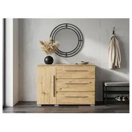 Kombikommode Home Affaire "Bali", beige (artisan, oak, nachbildung), B:127cm H:92cm T:50cm, Holzwerkstoff, Kunststoff, Sideboards, Kombikommode, mit Melamin-Oberfl&auml;che