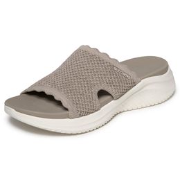 Pantolette Skechers "ULTRA FLEX 3.0 SANDAL-BRING IT", Herren, Gr. 35, taupe, Textil, Schuhe Pantolette, Sommerschuh, Strandschuh, Badeschuh mit Yoga Foam