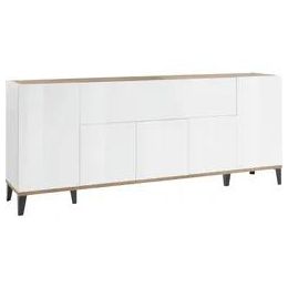 Sideboard Home Affaire "Sunrise", wei&szlig; (wei&szlig;hg, ahorn pereira), B:200cm H:82cm T:40cm, FSC-zertifizierter Holzwerkstoff, Sideboards, Sideboard, Kommode mit 5 T&uuml;ren und 1 Klappt&uuml;r, Breite 200 cm