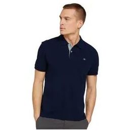 Poloshirt Tom Tailor, Herren, Gr. XL, blau (navy), Single Jersey, Obermaterial: 100% Baumwolle, regular fit, Shirts, mit Knopfleiste und Logo, Topseller
