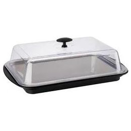 Buffet-Vitrine APS "Thermo Tablett", schwarz (schwarz, transparent), B:43cm H:14cm L:29cm, Kunststoff, Servierplatten, mit Haube, 43x29 cm, inkl. K&uuml;hlakkus