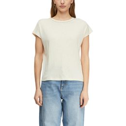 T-Shirt comma, Damen, Gr. 36, eggnog, Single Jersey, Obermaterial: 50% Baumwolle, 50% Modal, unifarben, regular fit normal, Rundhals, Shirts T-Shirt, mit Cap-Sleeves