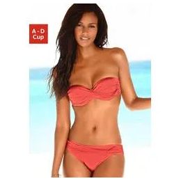 B&uuml;gel-Bandeau-Bikini Lascana, Damen, Gr. 34, Cup C, rot (hummer), Polyamid, gl&auml;nzend, unifarben, Bikini-Sets, mit verschiedenen Tr&auml;gervarianten