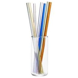 Trinkhalme Gefu "FUTURE", bunt, L:23cm &Oslash;:0,8cm, Borosilikatglas, K&uuml;chenhelfer-Sets, inkl.. 1 Reinigungsb&uuml;rste