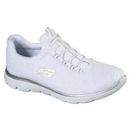 Slip-On Sneaker Skechers "SUMMITS", Damen, Gr. 37, silber (wei&szlig;, silberfarben), Textil, Schuhe, Freizeitschuh, Komfortschuh mit sto&szlig;d&auml;mpfender Zwischensohle, Topseller