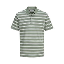 Jack & Jones Poloshirt JACK & JONES "JPRBLUADAM SS STRIPED POLO", Herren, Gr. L, laurel wreath, Jersey, Obermaterial: 100% Baumwolle, gestreift, regular fit normal, ohne Ausschnitt, Shirts, mit Streifen Muster