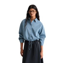 Marc O'Polo Langarmbluse MARC O'POLO DENIM "aus Papertouch-Popeline", Damen, Gr. L, light blau, Obermaterial: 69% Baumwolle, 31% Lyocell, gestreift, oversize normal, Manschette, Blusen