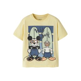 T-Shirt name it "NMMART MICKEY SS NREG TOP BOX WDI", M&auml;dchen, Gr. 104, double cream, Jersey, Obermaterial: 95% Baumwolle, 5% Elasthan, bedruckt, regular fit normal, Rundhals, Shirts T-Shirt, Baumwollmischung, regular fit