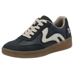 Plateausneaker Rieker SPORT, Damen, Gr. 41, grau (nachtblau, grau), Lederimitat, Schuhe Plateausneaker, Freizeitschuh, Halbschuh, Schn&uuml;rschuh in veganer Verarbeitung