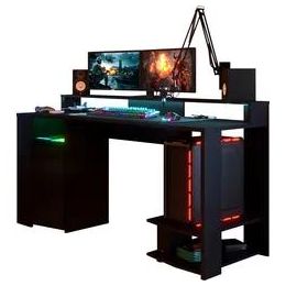 Kinderschreibtisch Parisot "Gaming", schwarz, B:152cm H:85cm T:61cm, Tische, Kinderschreibtisch, Gamingtisch, Jugendschreibtisch, Schreibtisch, inkl. LED Beleuchtung