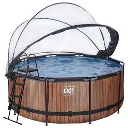 Framepool EXIT "inkl. multifunktionaler Abdeckung und W&auml;rmepumpe", braun, H:122cm &Oslash;:360cm, Schwimmbecken, &Oslash;xH: 360x122 cm, mit Sandfilteranlage, W&auml;rmepumpe, Sicherheitsleiter