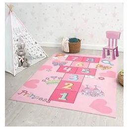 Teppich the carpet "Happy Life", pink, B:200cm H:4mm L:290cm, Polyester, Teppiche, Teppich, Life Kinderzimmer Teppich Spielteppich pflegeleicht