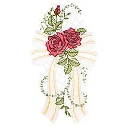 Fensterbild "Fensterbild "Rose" farbig", bunt, B:21cm H:36cm, Polyester, W. REUTER & SOHN - PLAUENER SPITZE, Fensterbilder